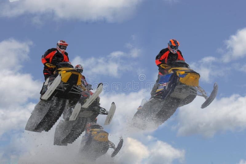 Snowmobile action shot stock photo. Image of snow, trails - 1342242
