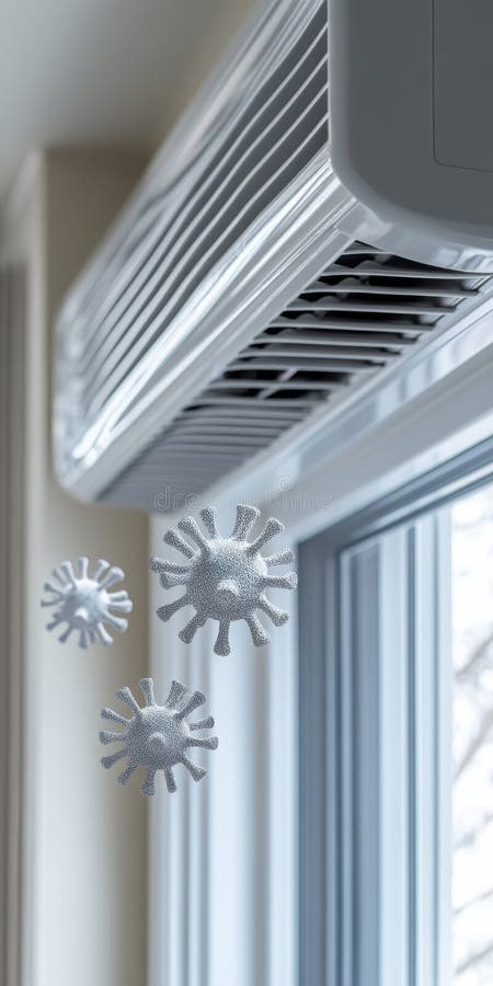 Airborne Viruses Emerging from Ventilation System, Representing Health ...