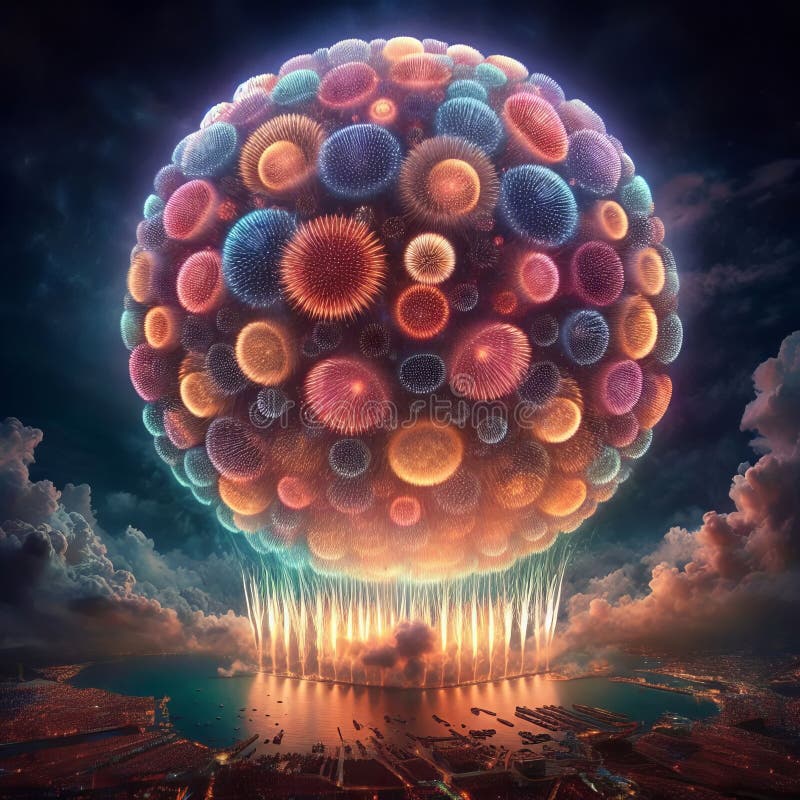 9 31. Airburst Shells_ Large, Spherical Fireworks that Stock Photo ...