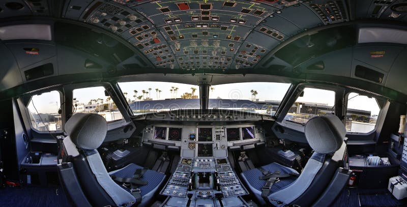 Instrument Panel Cockpit Of An Airbus A320 On A Paris
