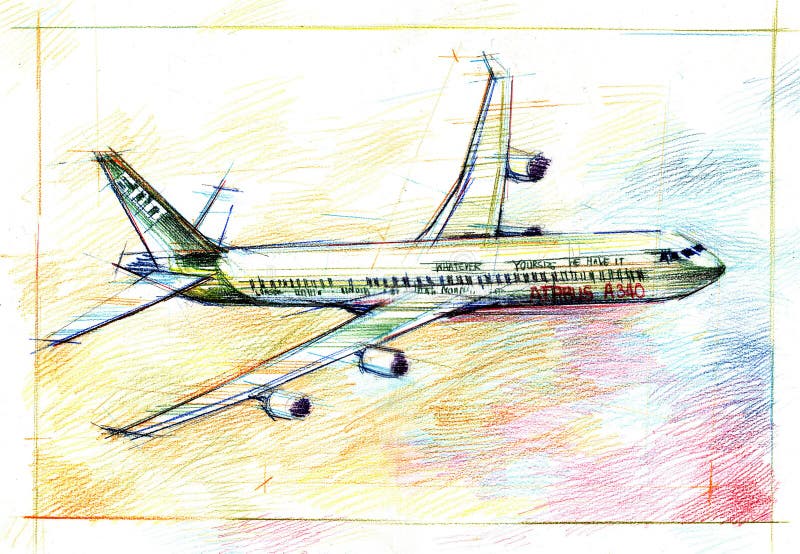 Airbus A340 Plane Illustration Drawing Stock Illustration ...