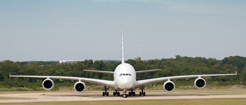 Airbus A380 Front View on Runway Stock Image - Image of a380, size: 8000547