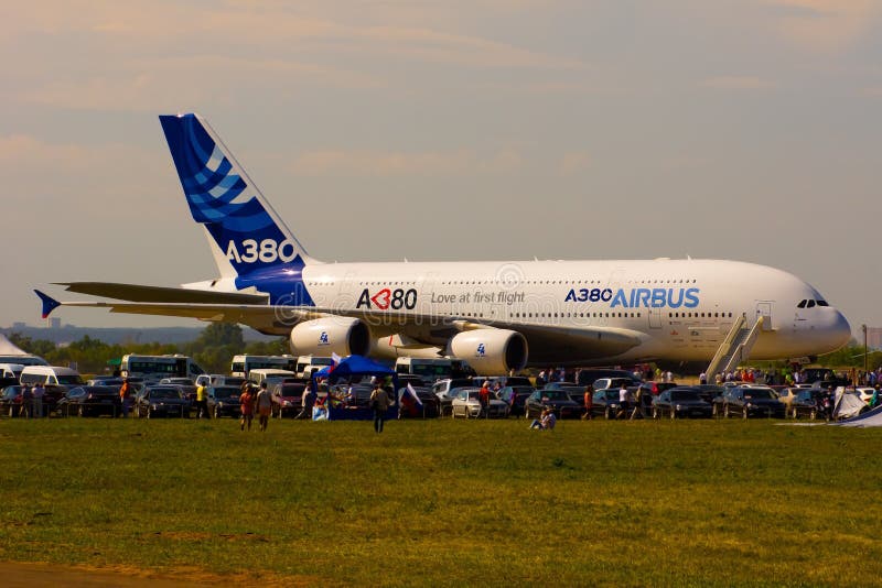 Airbus A380 Front View On Runway Stock Image - Image of a380, runway ...