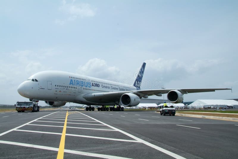 Airbus A380 Front View on Runway Stock Image - Image of a380, size: 8000547