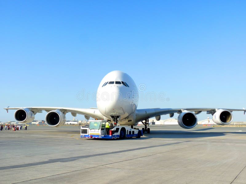 Airbus A380 Front View on Runway Stock Image - Image of a380, size: 8000547