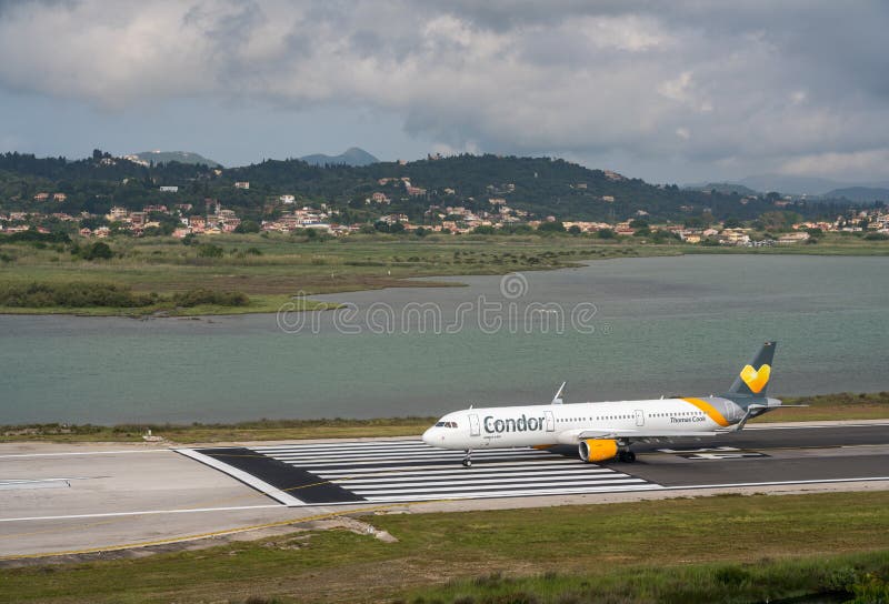 Airbus A321 of Condor and Thomas Cook on Runway in Corfu Editorial ...