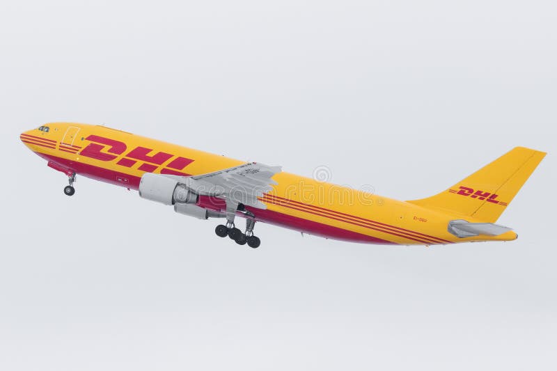 Airbus a-300 of DHL Taking Off Editorial Photo - Image of snow ...