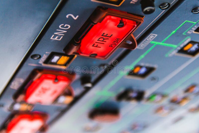 Airbus A320 Fire Pushbuttons and Warning Lights Stock Photo - Image of ...