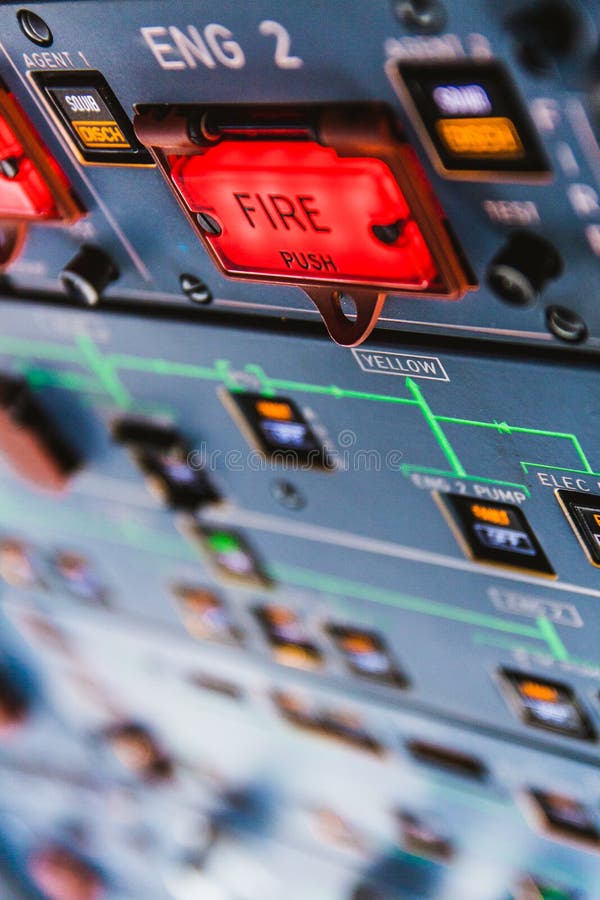 Airbus A320 Fire Pushbuttons and Warning Lights Stock Image - Image of ...