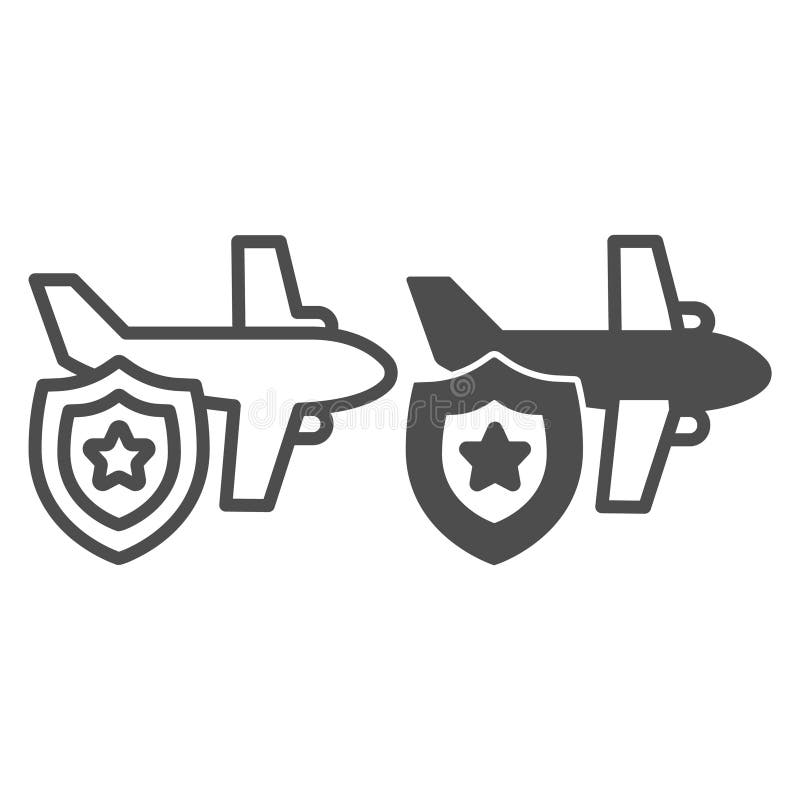 Airbus Plane and Safety Emblem Line and Solid Icon, Tropical Voyage ...