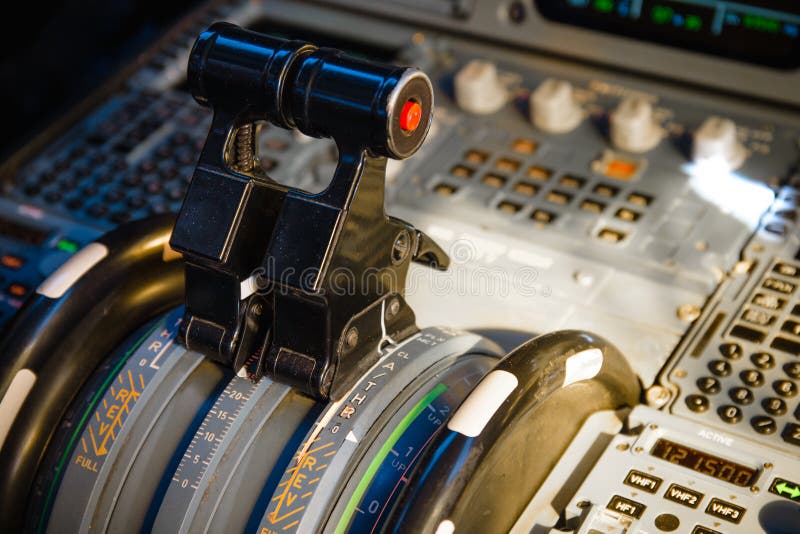 Aircraft Thrust levers stock image. Image of compass - 18644219