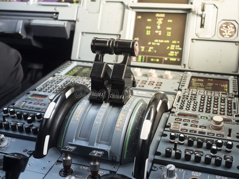 Airbus A320 Thrust Levers on the Centre Pedestal Instrument Panel ...