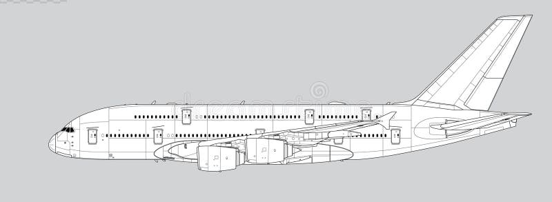 Airbus A380-800. Vector Drawing of Long-range, Passenger Jet Airliner ...