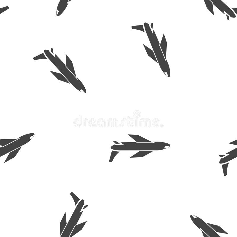 Aircraft or Airplane Icon Seamless Pattern on a White Background Stock ...