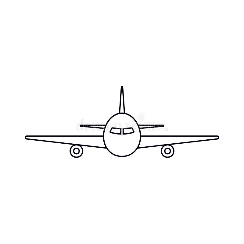 Aircraft or Airplane Icon, Vector Front View Silhouette on White ...
