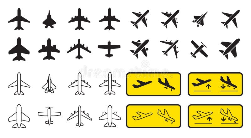 Aircraft or Airplane Icons and Sign Set .Vector Stock Vector ...