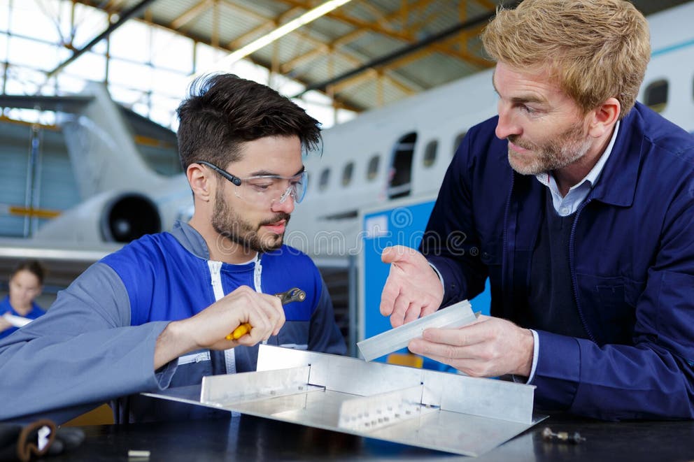 Aircraft Assembler Working on Aluminum Part Stock Photo - Image of ...
