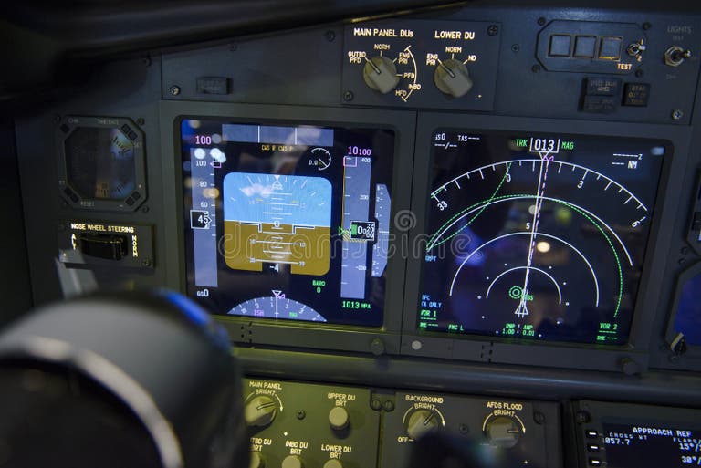 Aircraft Attitude Indicator Display Panel and Navigation Display Stock ...