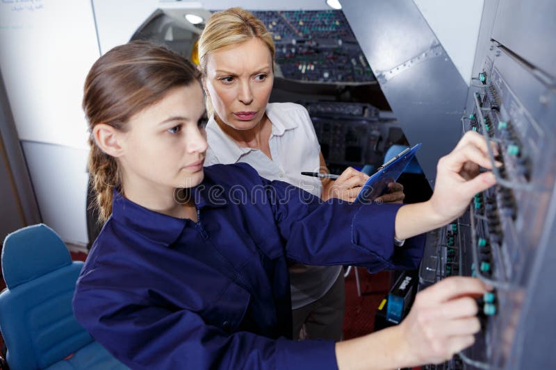 Aircraft Aviation Training Supervisor Observing Apprentice Stock Image ...