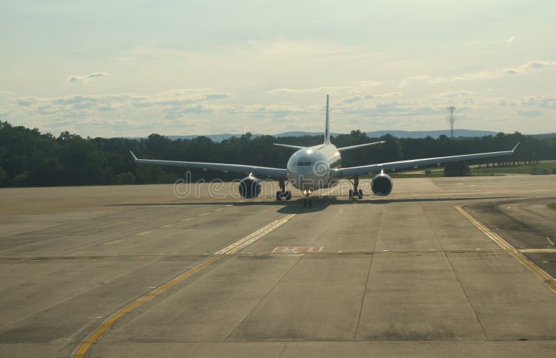 Aircraft at Runway for Takeoff Stock Image - Image of airstrip, clouds ...