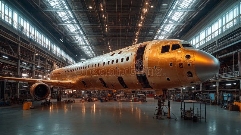 Aircraft Undergoing Extensive Refurbishment in a Modern Aerospace ...