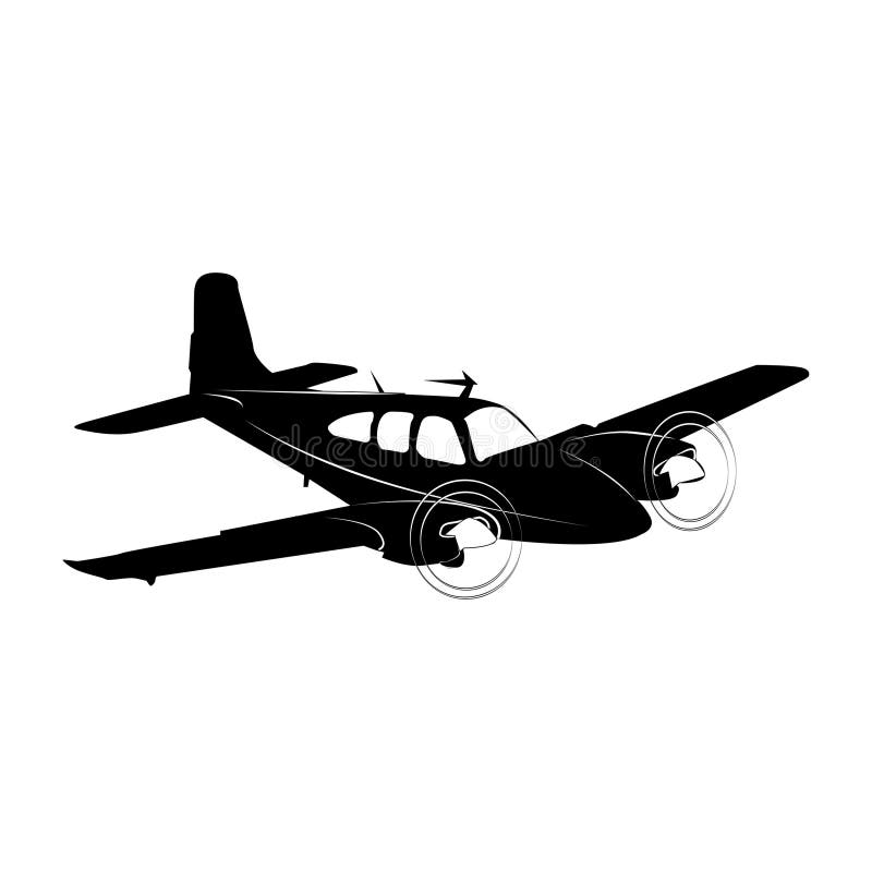 Aircraft Black Silhouette Vector Drawing Illustration Vol 02 Stock ...