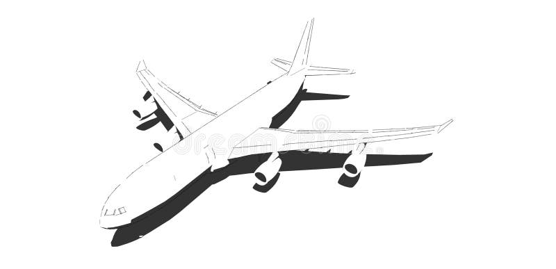 The Aircraft, Black and White Drawing Done in Ink Stock Illustration ...