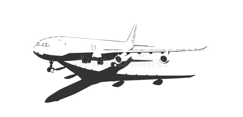 The Aircraft, Black and White Drawing Done in Ink Stock Illustration ...