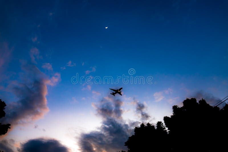 Aircraft In The Sky At Night Stock Photo - Image of passenger, engineer ...