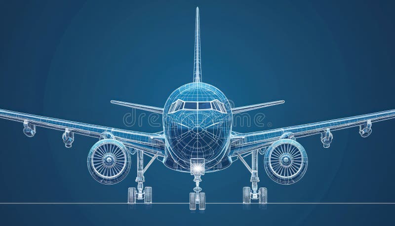 Aircraft Blueprint in Visual Flat Design. Engineering, Aerospace Theme ...