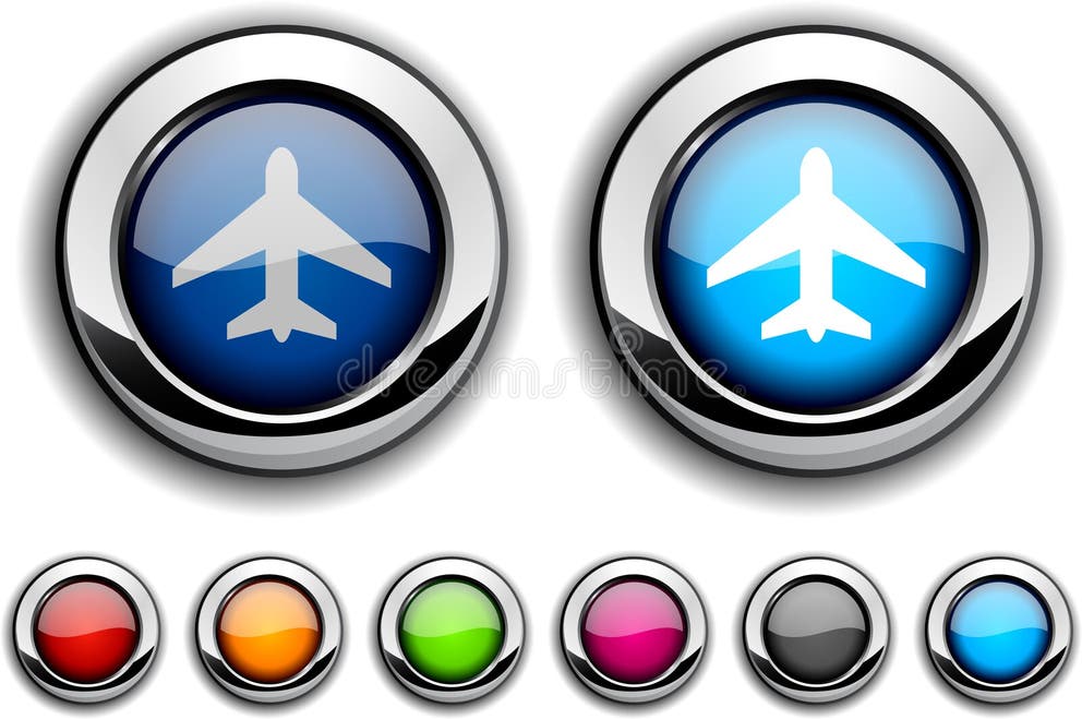 Aircraft button. stock vector. Illustration of magenta - 13424053