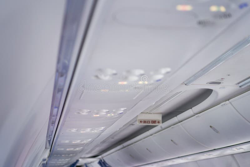 Aircraft Cabin Ceiling and Console Stock Image - Image of ceiling ...