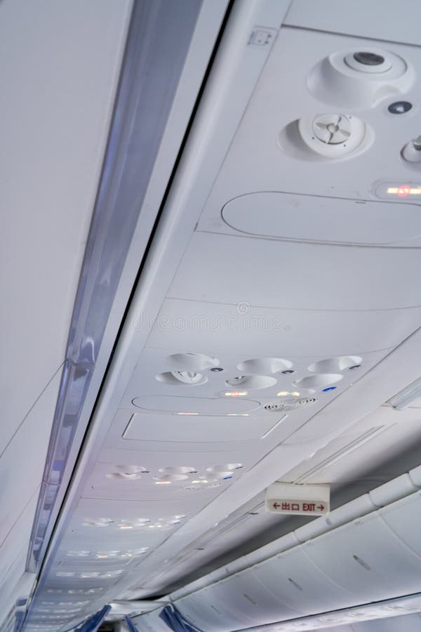 Aircraft Cabin Ceiling and Console Stock Photo - Image of indoor ...