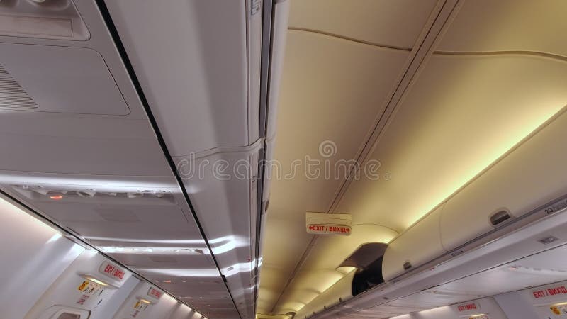 Aircraft Cabin, Under Ceiling Hung Displays and Stock Video - Video of ...