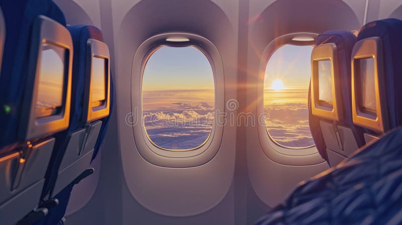 Aircraft Cabin Near the Window during the Flight . Generative Ai Stock ...