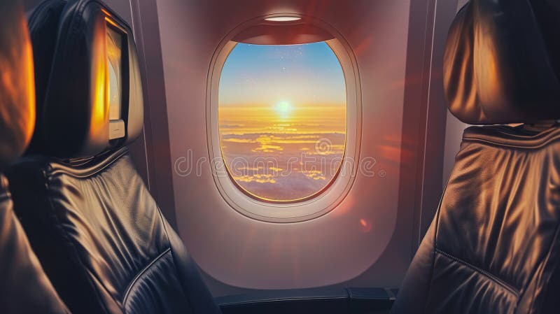 Aircraft Cabin Near the Window during the Flight . Generative Ai Stock ...