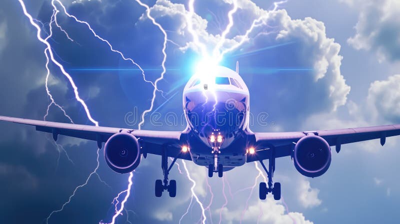 Aircraft Capturing a Thunderous Lightning Strike. Stock Illustration ...