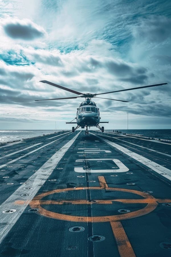 Aircraft Carrier Helicopter Landing Stock Photo - Image of military ...