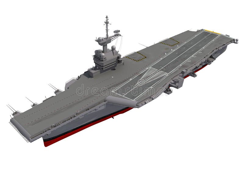 Aircraft Carrier Military Vessel 3D Rendering Ship on White Background ...