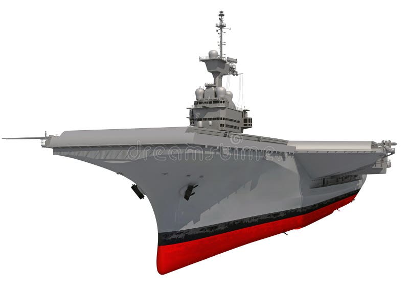 Aircraft Carrier Nuclear Military Ship, Side View 3D Rendering Stock ...