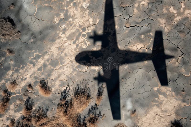 Aircraft Casting Shadow on Scorched Earth Stock Photo - Image of ...