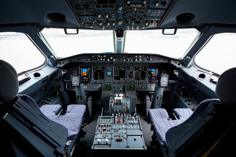 Modern Aircraft Cockpit with Digital Flight Instruments Stock ...