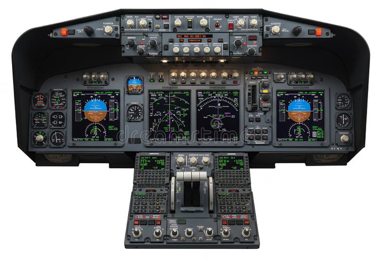 Aircraft Cockpit Instrument Panel on White Background Displaying Flight ...