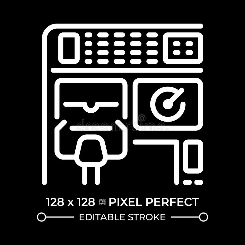 Aircraft Cockpit White Linear Icon for Dark Themes Set Stock ...
