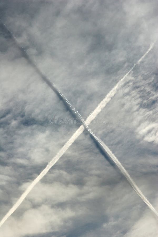 Aircraft Con Trails stock photo. Image of skies, liners - 14562598