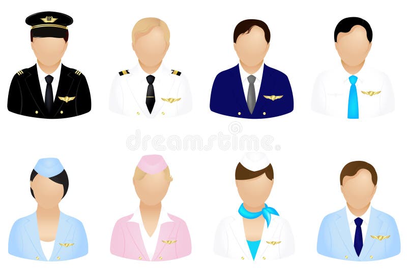 Aircraft Crew Icons stock vector. Illustration of professional - 195606653