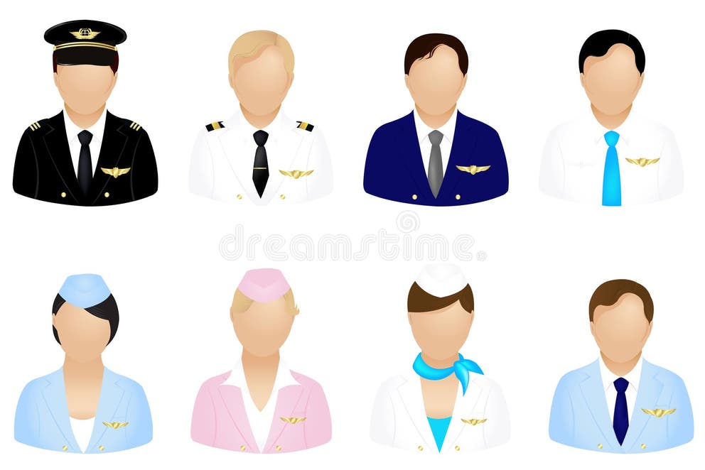Aircraft Crew Icons. Vector Stock Vector - Illustration of comfort ...