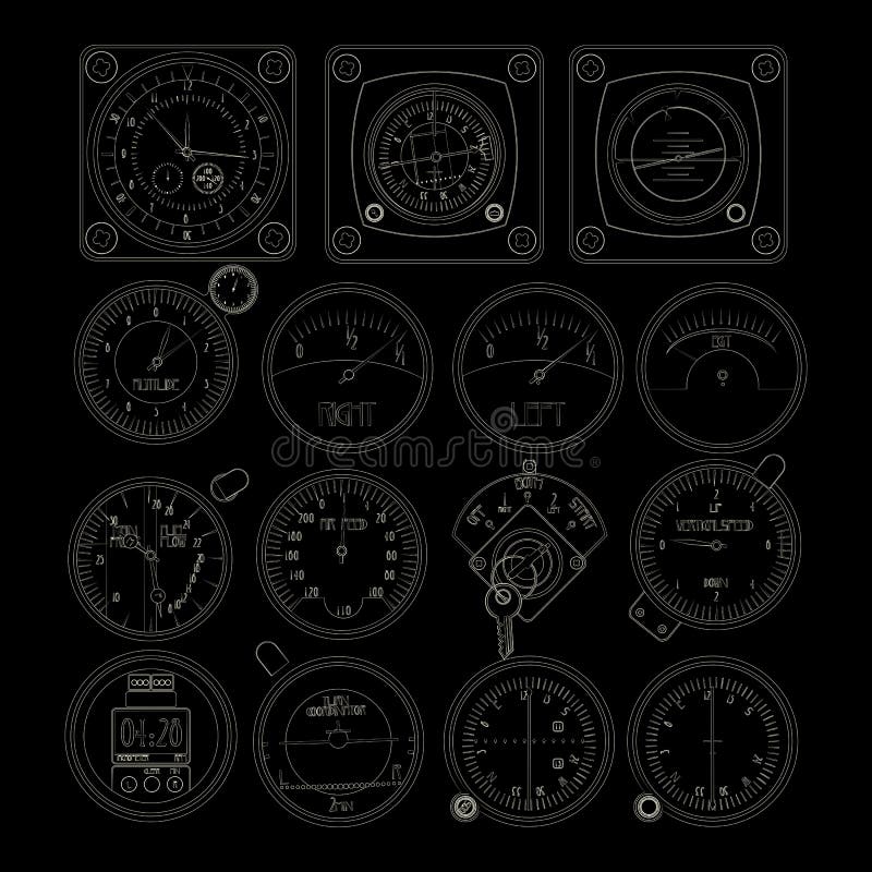 Aircraft Instruments Set #3 Stock Illustration - Illustration of ...