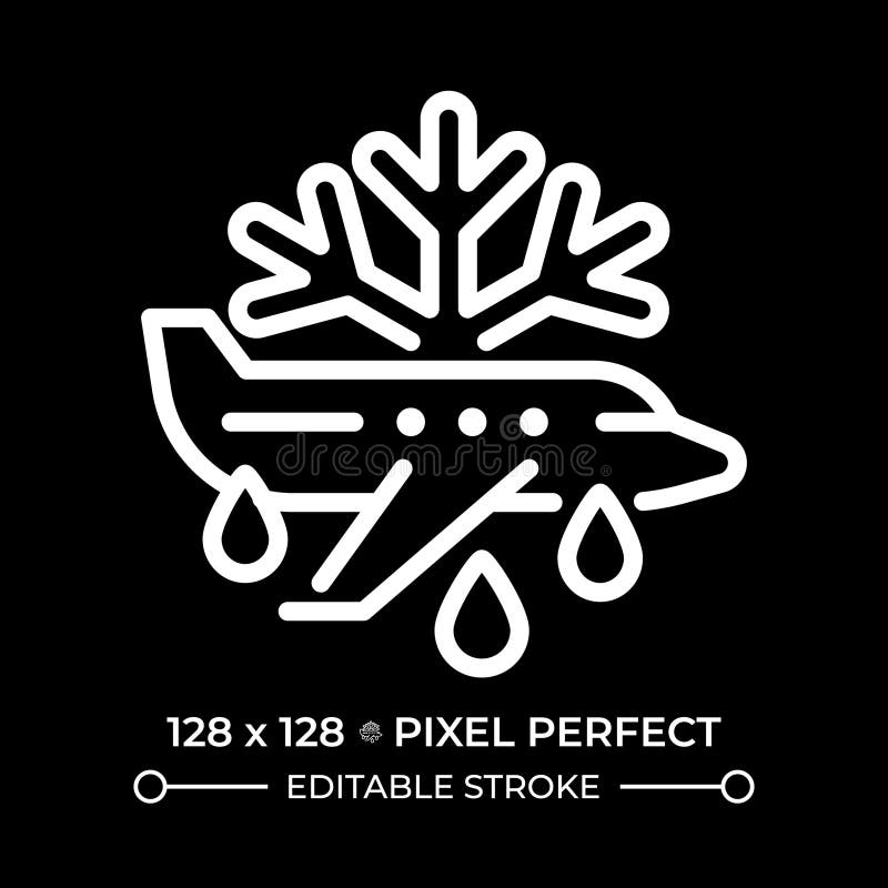 Aircraft Deicing White Linear Icon for Dark Theme Stock Vector ...