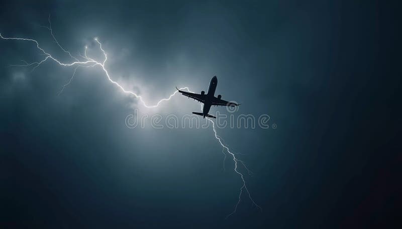 The Aircraft Encounters a Severe Thunderstorm, Surrounded by Dark ...